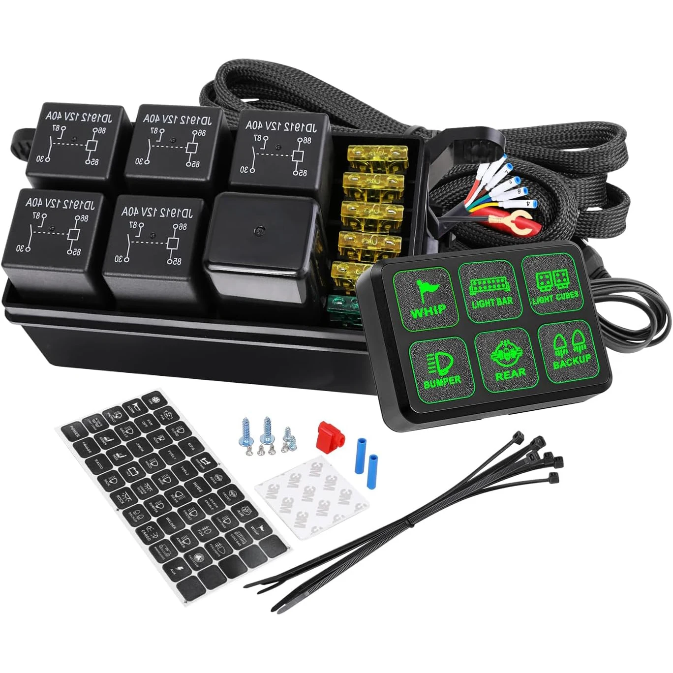 6 Gang Switch Panel 12V Universal Circuit Control System with Fuse ...