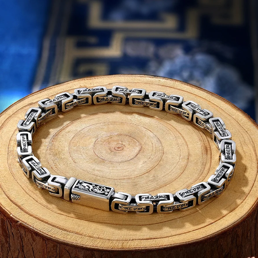 S925-Sterling-Silver-Han-Style-Dragon-Pattern-Six-Character-True-Word ...