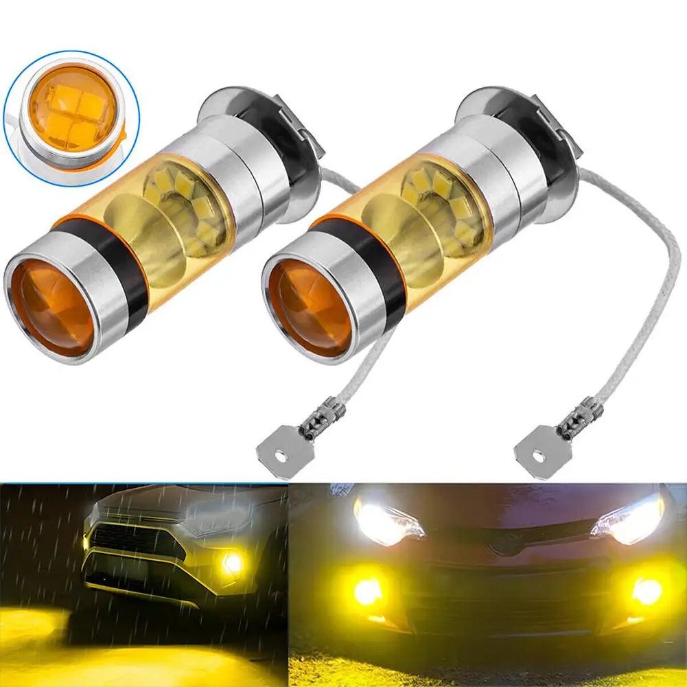 2-Pack-H3-Led-Fog-Light-Bulbs-Yellow-4300k-5000lm-High-Power-Super ...