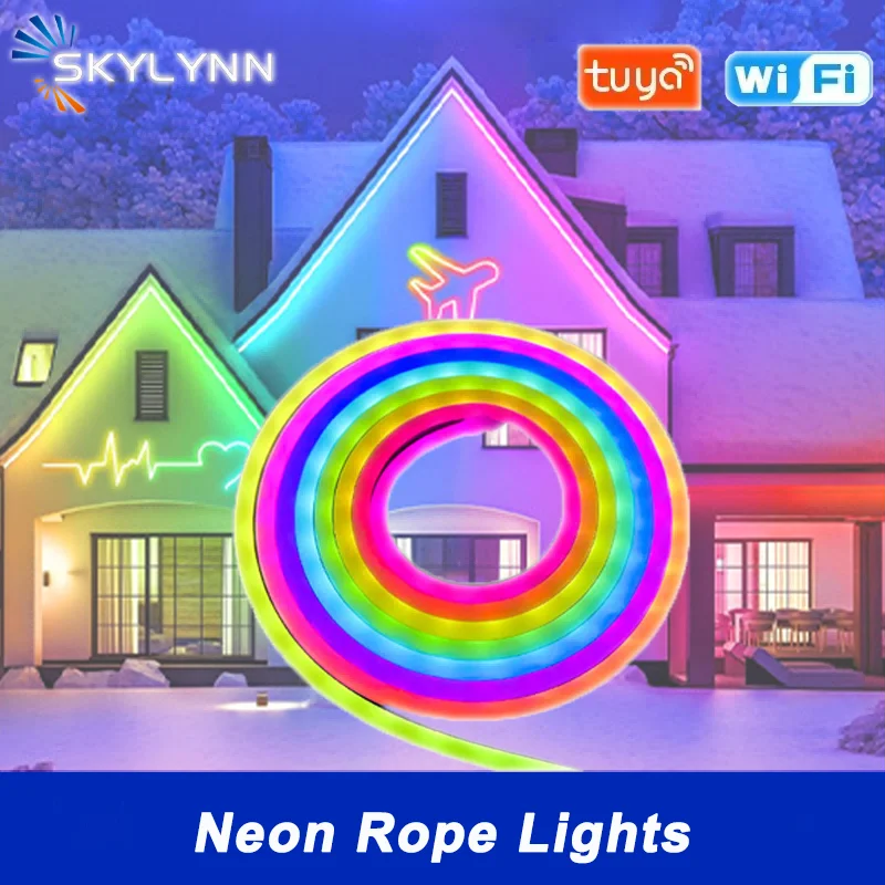 SKYLYNN Tuya WiFi 24V RGBIC Neon Light 15M Waterproof Led Strip Full ...