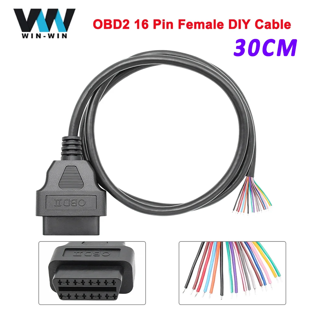 Universal OBD OBD2 16 Pin Female to DIY Extension Cable OBD 2 Extended ...