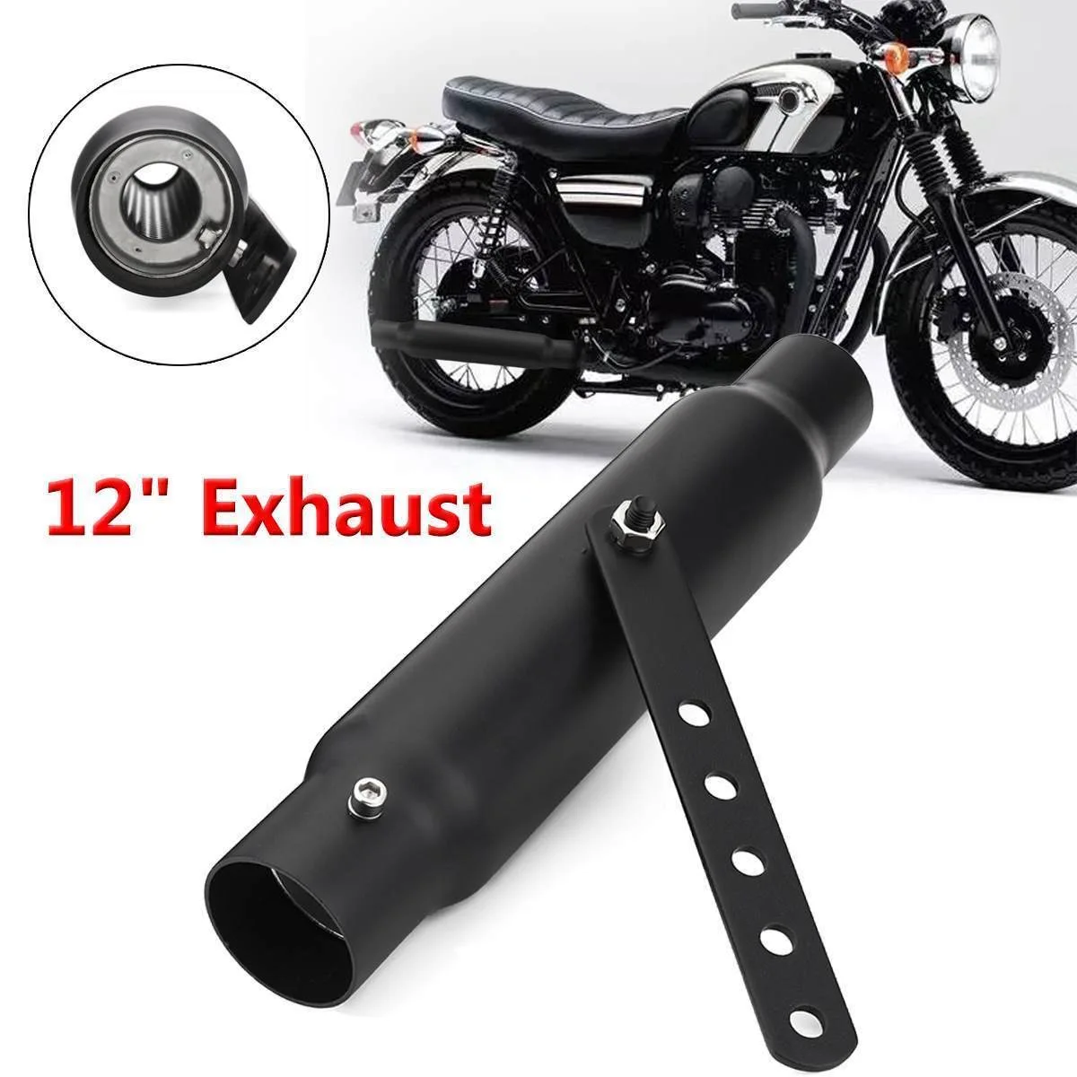 Motorcycle 12'' Exhaust Pipe Muffler Silencer Cruiser Chopper Bobber ...