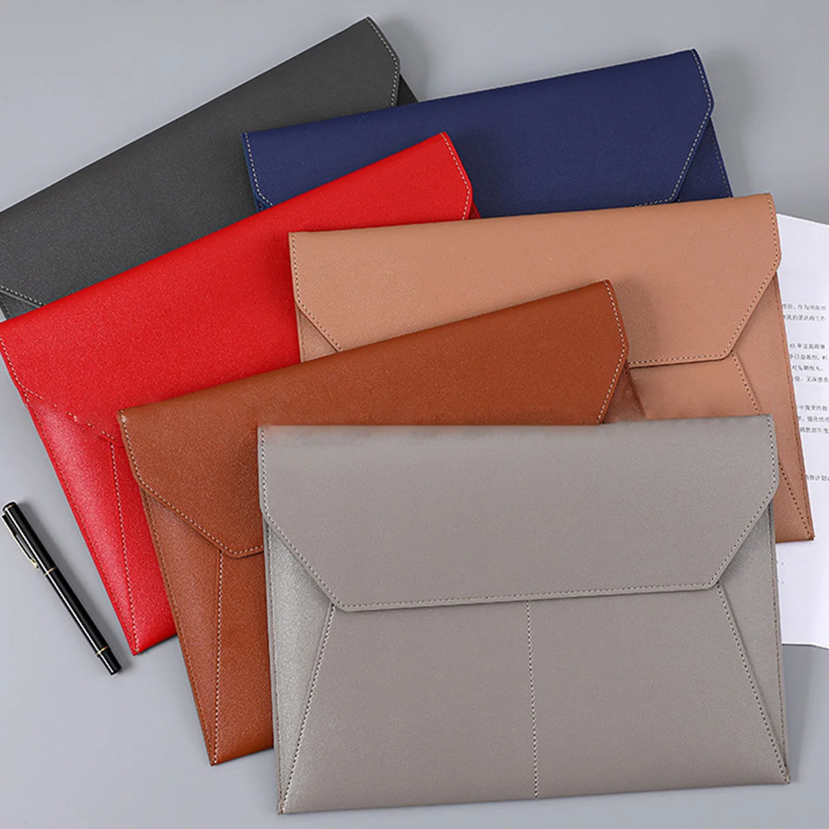 Leather document pouch A6 envelope folder quality PU leather document ...