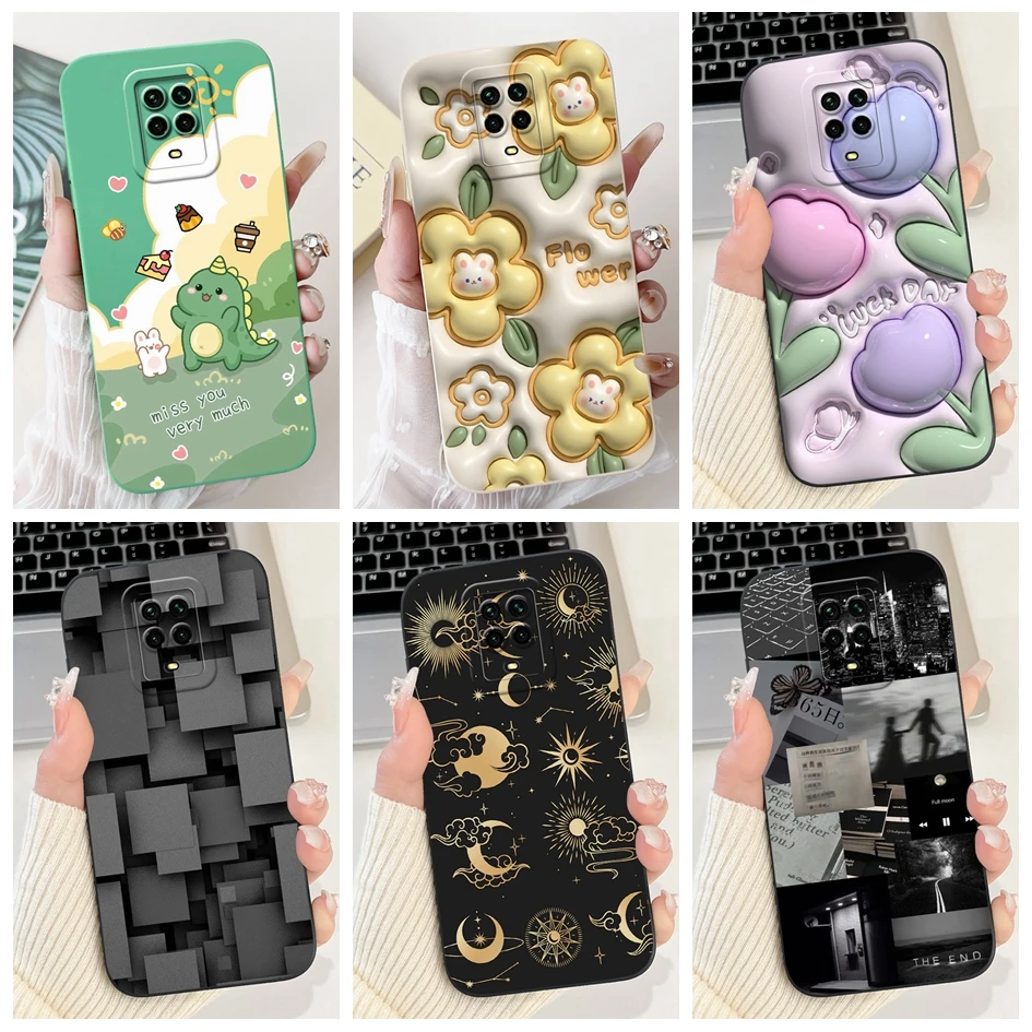 For Xiaomi Redmi Note 9 Pro Case Popular Flower Art Painted Shockproof ...