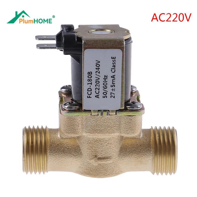 Hot!!! 1pc Dc 12v 24v Ac 220v G1/2'' Brass Electric Solenoid Valve For Solar Water Heater ...