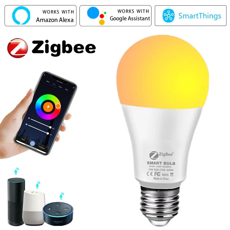 Tuya Smart LED Light Bulb E27 Zigbee 3.0 12W 15W 18W RGB WiFi Voice ...