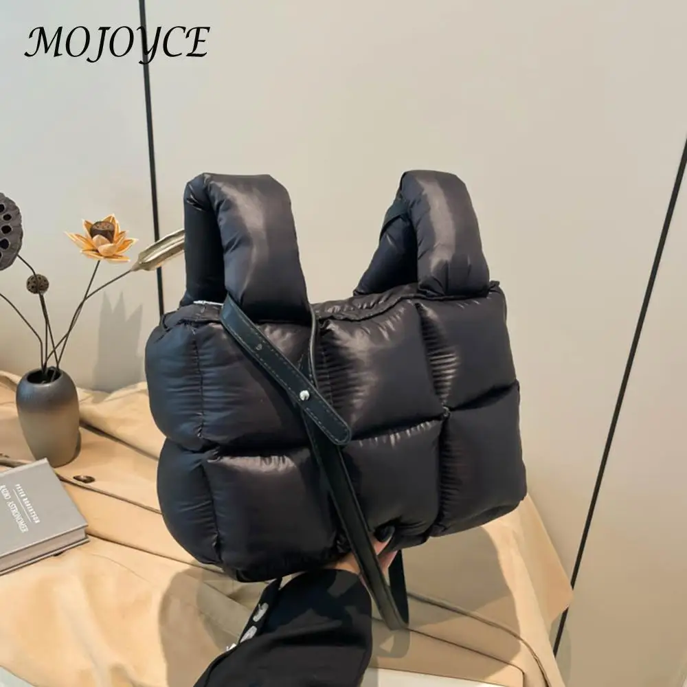 Women Puffer Tote Bag Cotton Padded Shoulder Bag Adjustable Strap ...