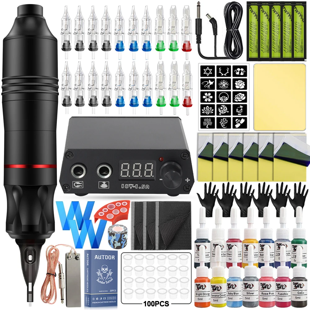 Complete-Tattoo-Pen-Machine-Kits-Rotary-Tattoo-Set-with-Tattoo-Power ...