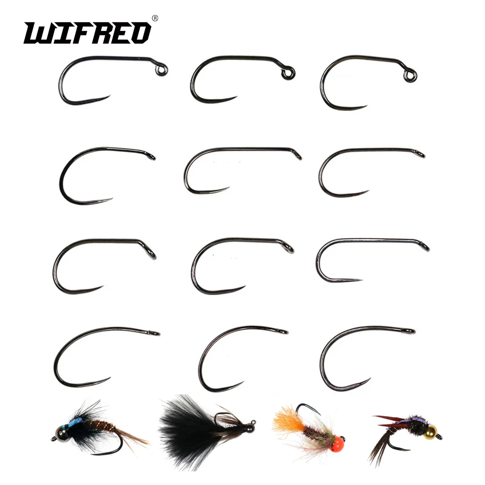 WIFREO 50pcs High Carbon Steel Fly Fishing Hooks 8#~22# Dry&Wet&Nymph&Shrimp Caddis Pupa ...