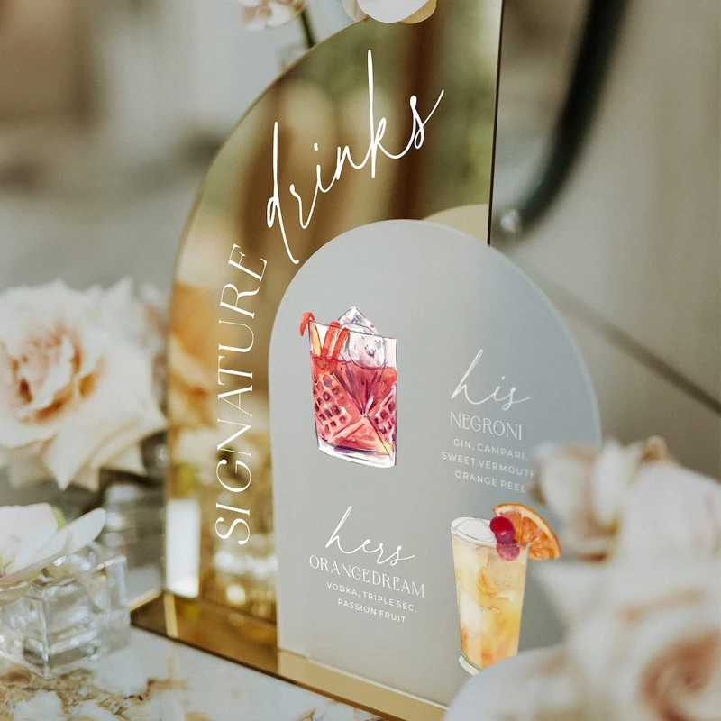 Gold-Mirror-Wedding-Bar-Menu-Sign-Signature-Drinks-Sign-Custom-Wedding ...