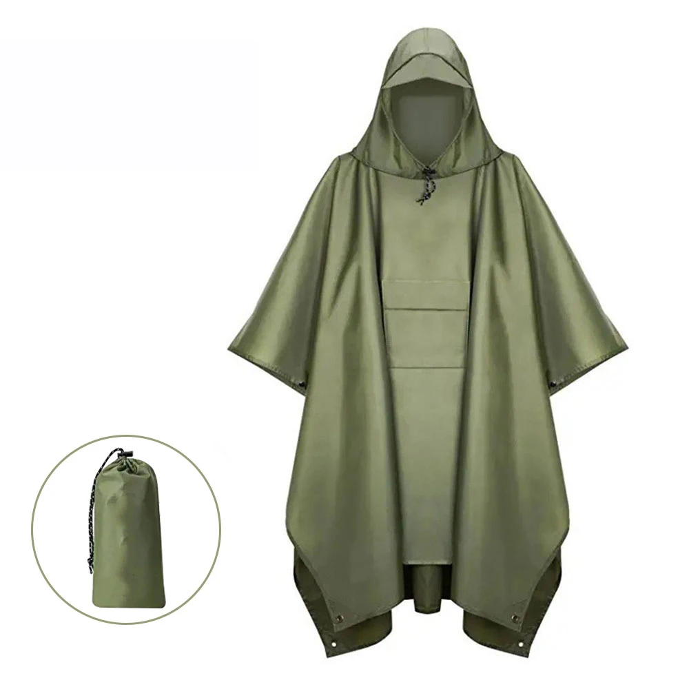 Outdoor Military Raincoat Women Men Hooded Long Raincoat Unisex One ...