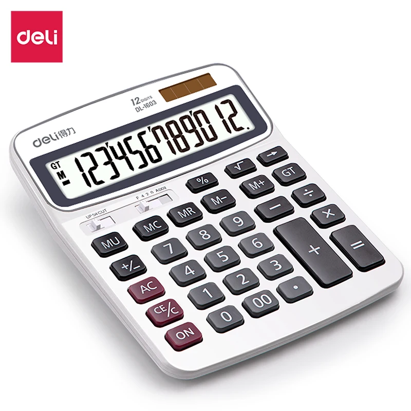 Deli 1603 12 Digits Portable Dual Power Electronic Calculator Large ...