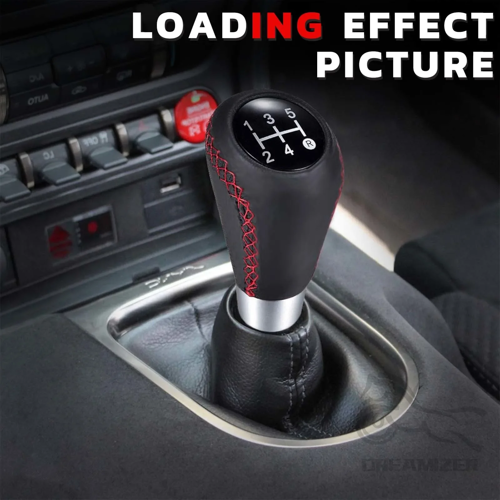 Universal 5 Speed Gear Shift Knob Shifter Lever Handle Stick PU Leather ...