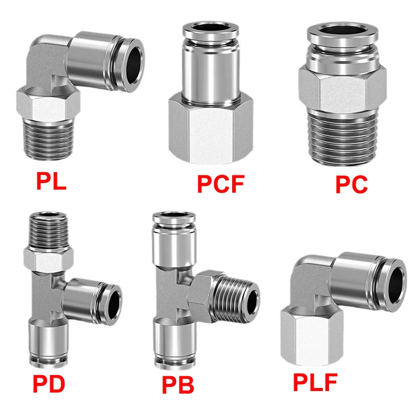304-Stainless-Steel-Pneumatic-Hose-Fitting-PC-PCF-PL-PLF-PB-Air-Tube ...