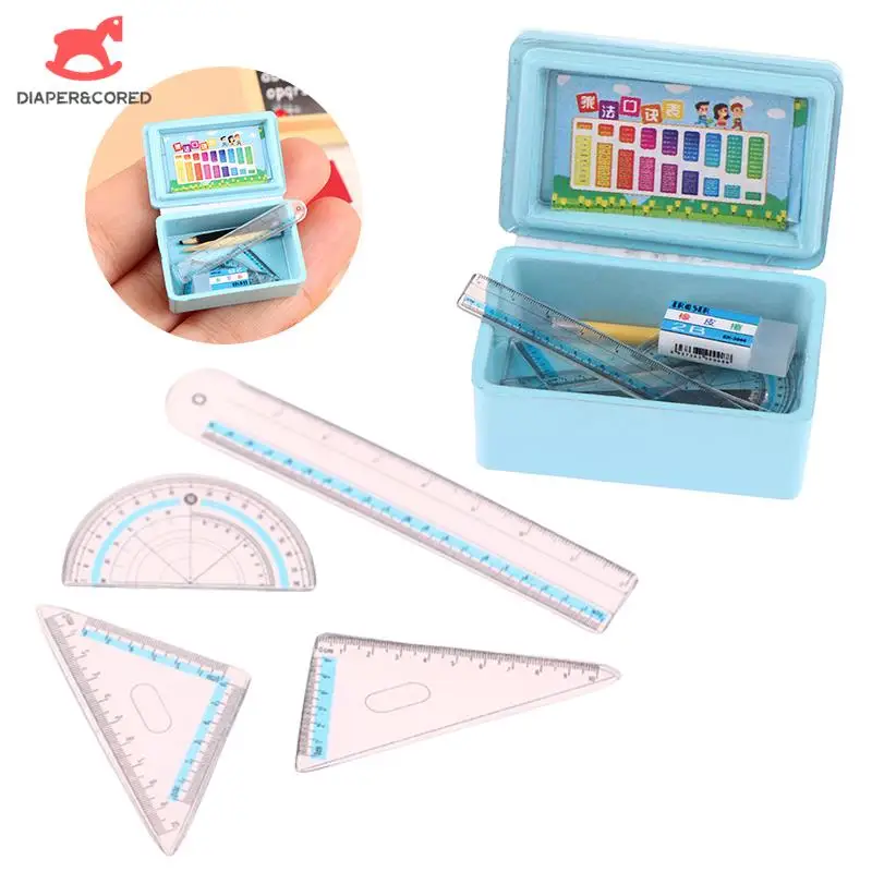 1-6-1-12-Dollhouse-Miniature-Stationery-Pencil-Case-Pen-Ruler-Eraser ...