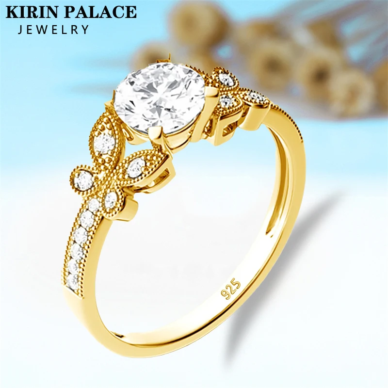 Kirin-Palace-1CT-Moissanite-Ring-for-Women-Solid-750-18K-14K-10K-Yellow ...