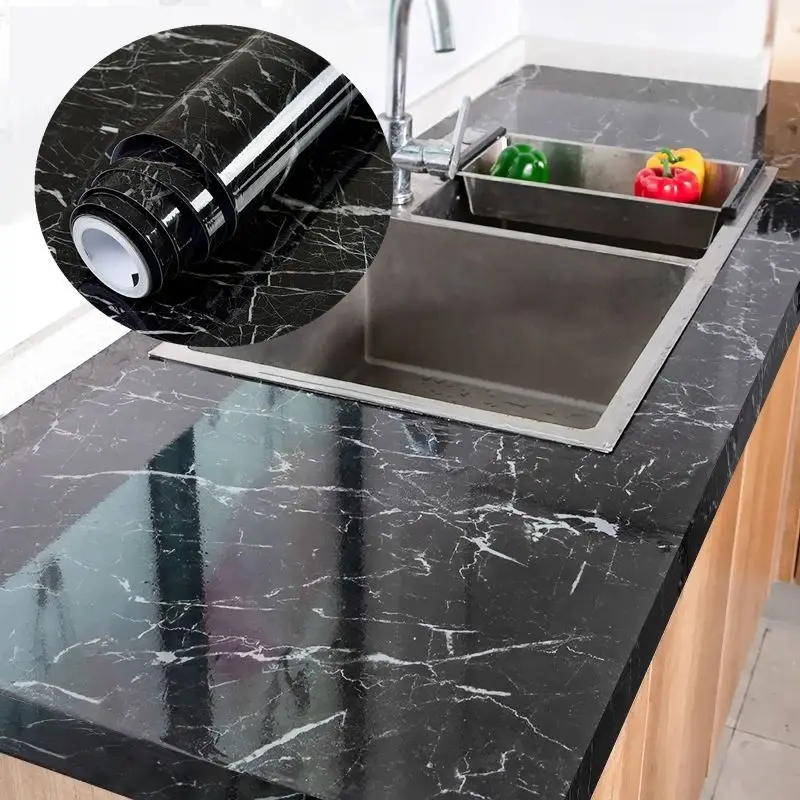 Papel tapiz autoadhesivo de PVC para cocina, calcomanía de mármol ...