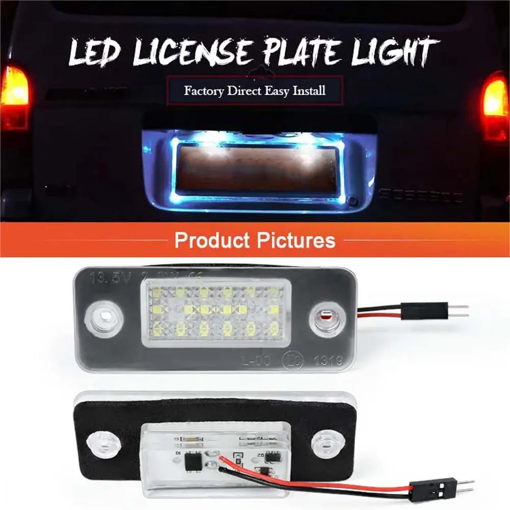 2Pcs For Audi A8 D3 S8 Quattro 4E 2002-2010 Car Rear White LED License ...