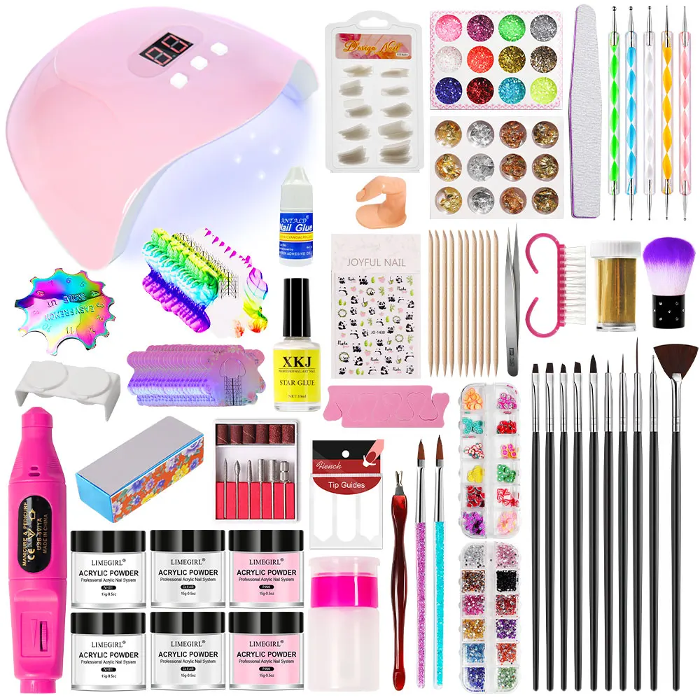 Acrylic-Nail-Art-Kit-UV-Nail-Dryer-Light-Polishing-Tools-With-Electric ...