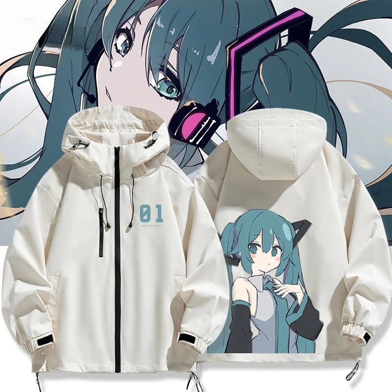 New Hatsune Miku Loose Hooded Coat Anime Cartoon Students Zipper Up ...