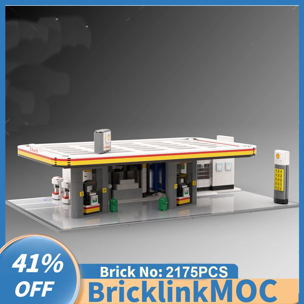 customized 2175PCS City Hot Selling Street View Moc Modular Shell gas ...