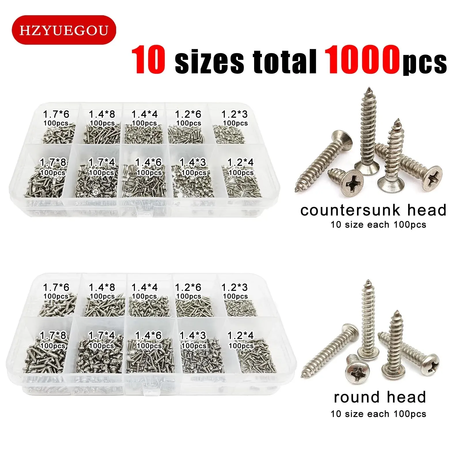 1000pcs-Mini-Micro-Small-Tapping-Wood-Screw-Set-Kit-for-Toy-Car ...