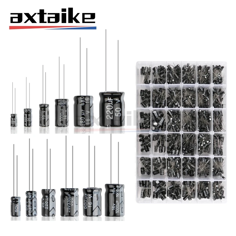 120/200/500Pcs 16V 25V 50V 0.1uF - 1000uF Aluminum Electrolytic ...