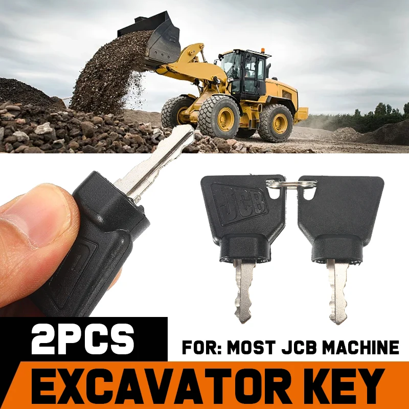 2 Pcs For JCB 3CX Parts Digger Plant Keys Equipment Ignition Stainless ...