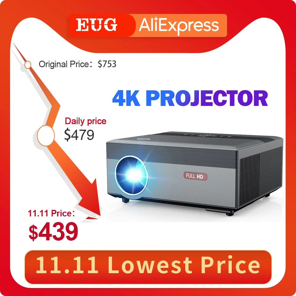Ultra HD Projector Smart 4K 15000 Lumens for Home Theater Bluetooth ...