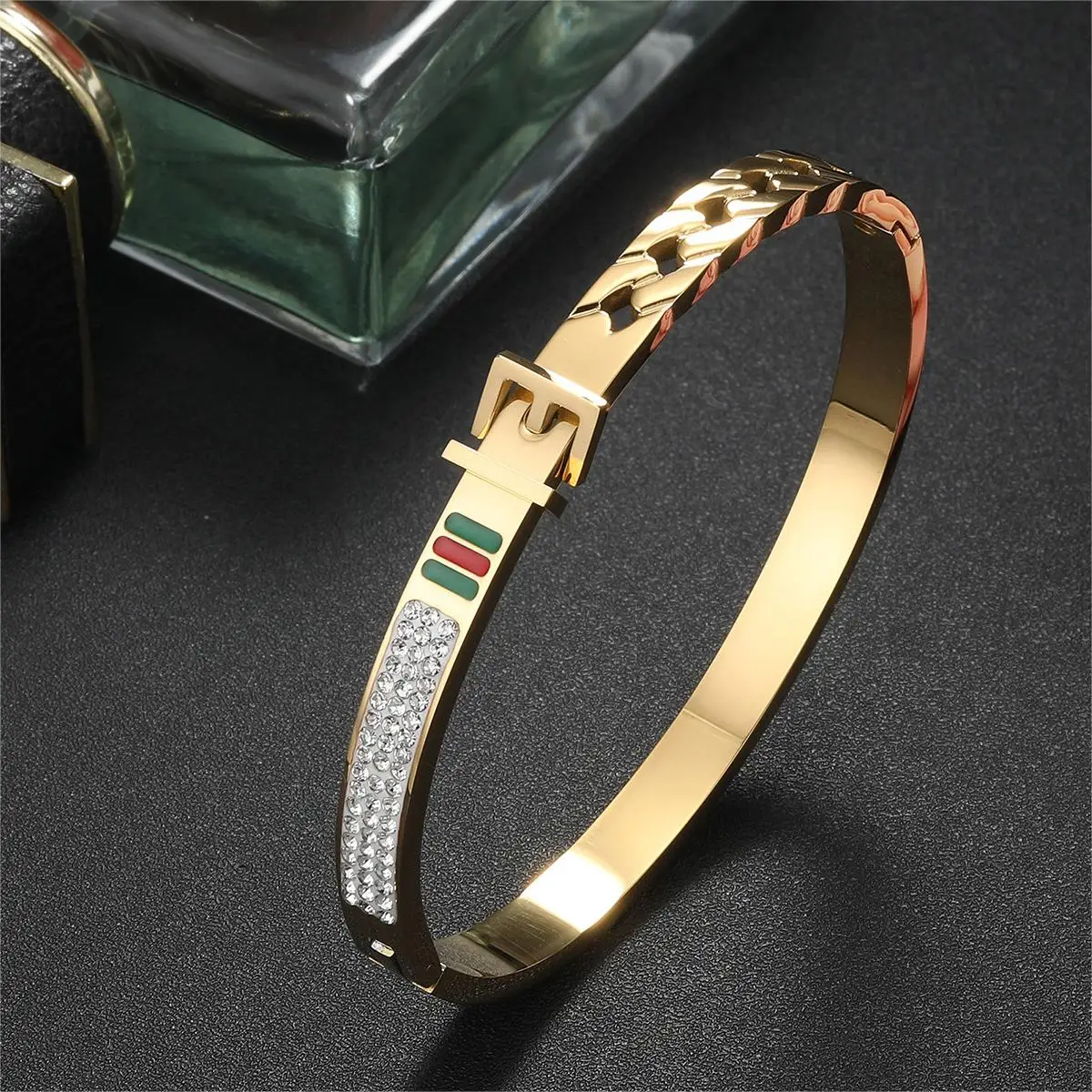 Pulsera-de-acero-inoxidable-para-hombre-y-mujer-brazalete-de-circonita ...