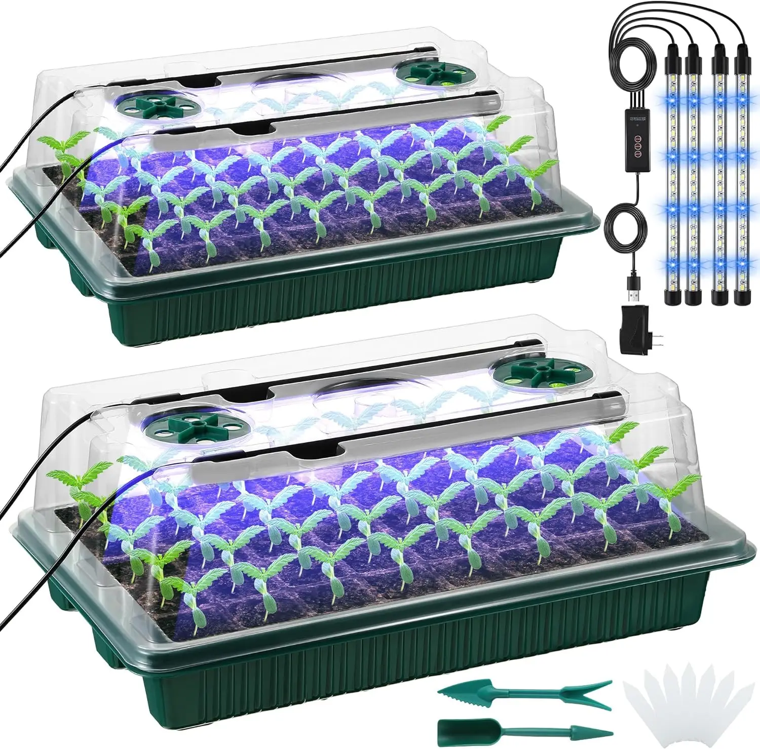 2-Packs-Seed-Starter-Tray-with-Grow-Light-High-Dome-Seed-Germination ...