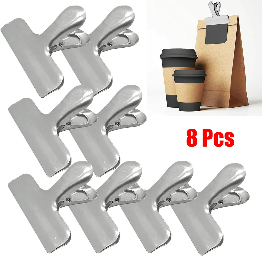 8/12Pcs Metal Potato Chip Bag Clips Stainless Steel Home Kitchen Food ...
