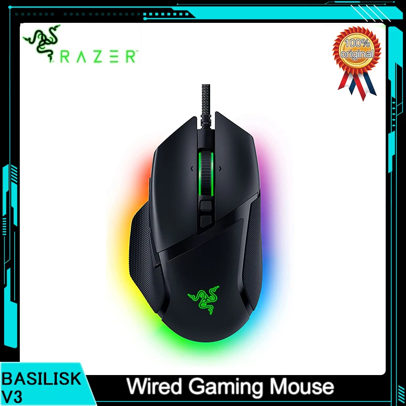 Razer mouse gamer ergonômico v3, iluminação rgb, 26k dpi, sensor óptico ...
