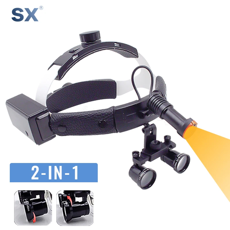 2.5-3.5X 2IN1 Dental LED Headlight for Surgical Magnification Binocular ...