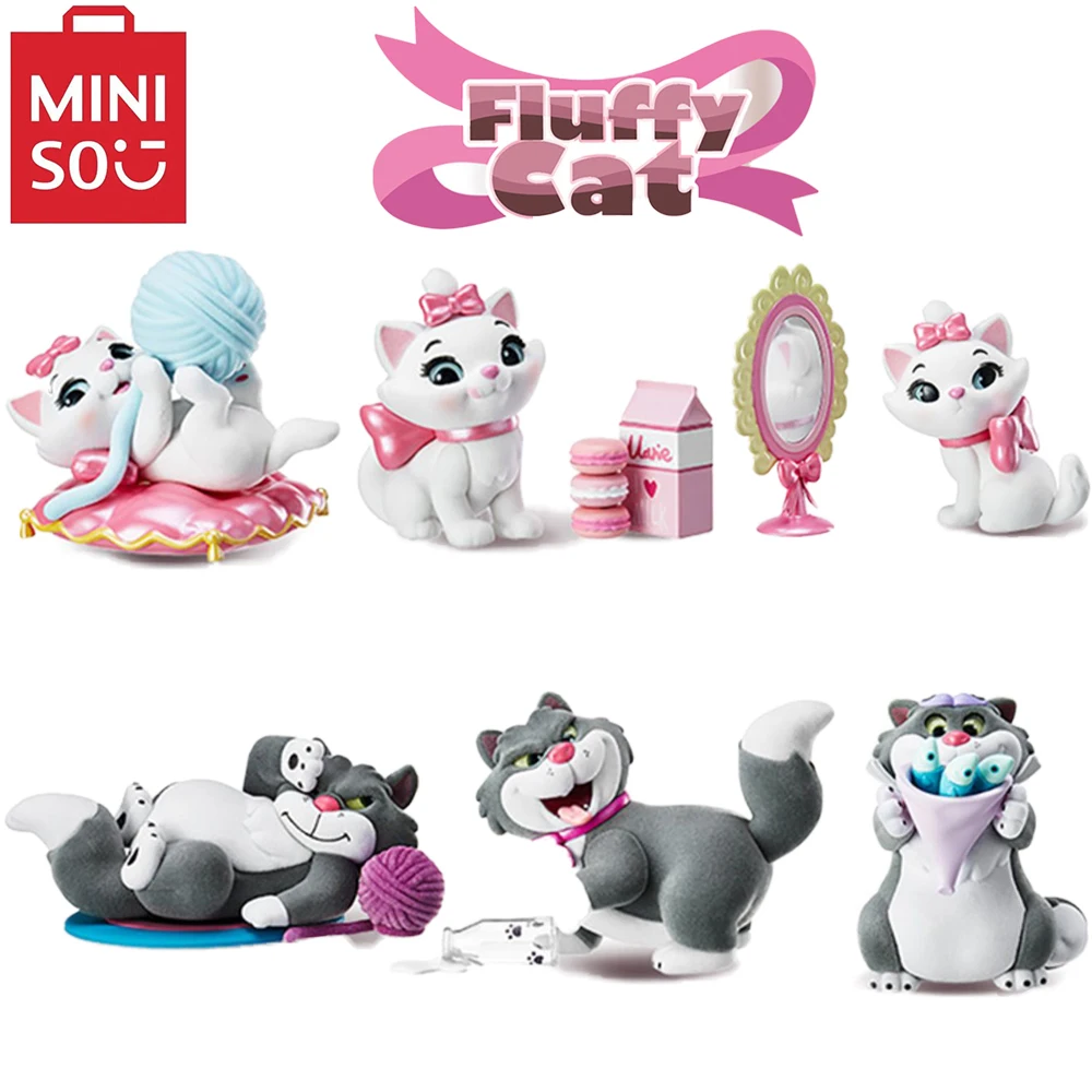 Figuras-originales-de-Miniso-X-de-Disney-juguetes-de-gato-mullido-Gato ...