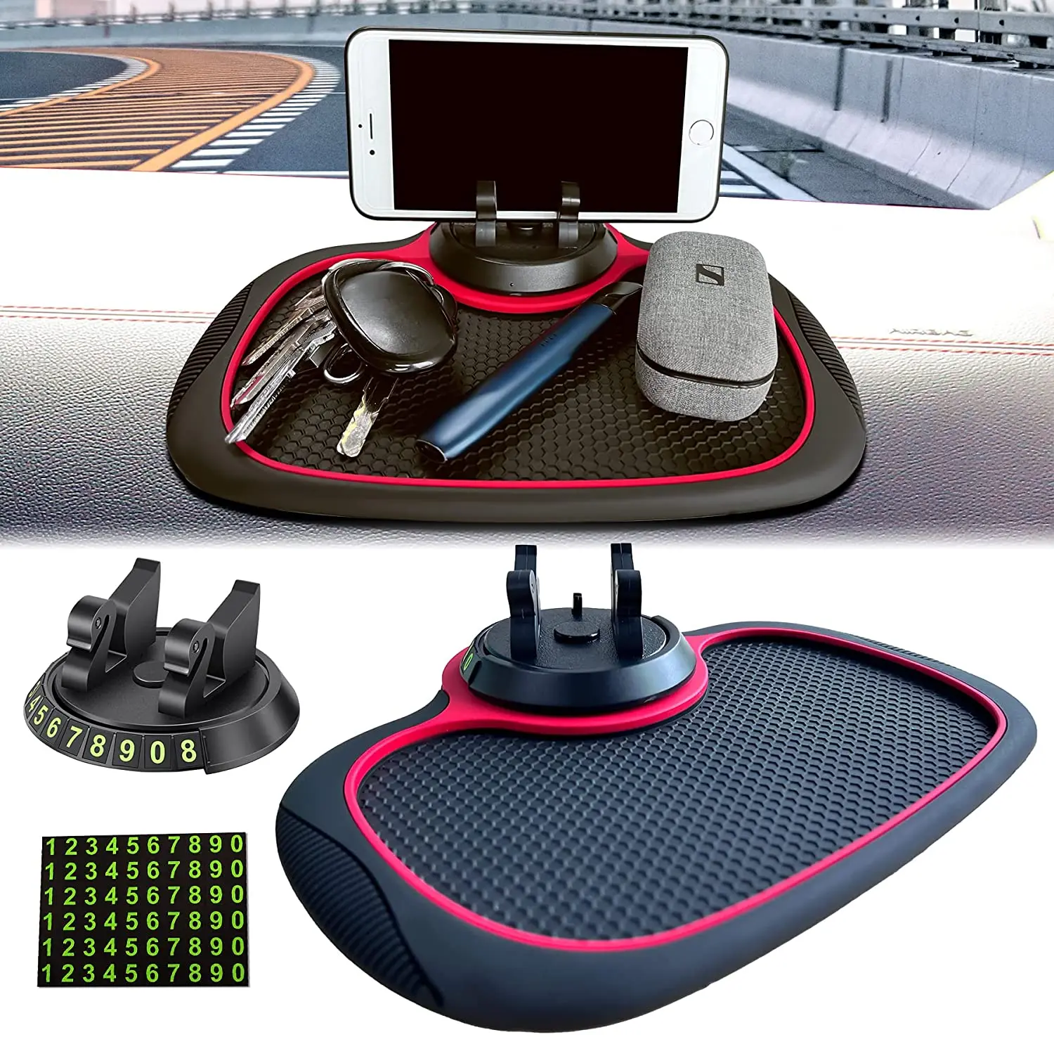 2022 다기능 자동차 미끄럼 방지 매트 자동차 폰 홀더 끈적한 미끄럼 방지 대시 폰 마운트 실리콘 대시보드 자동차