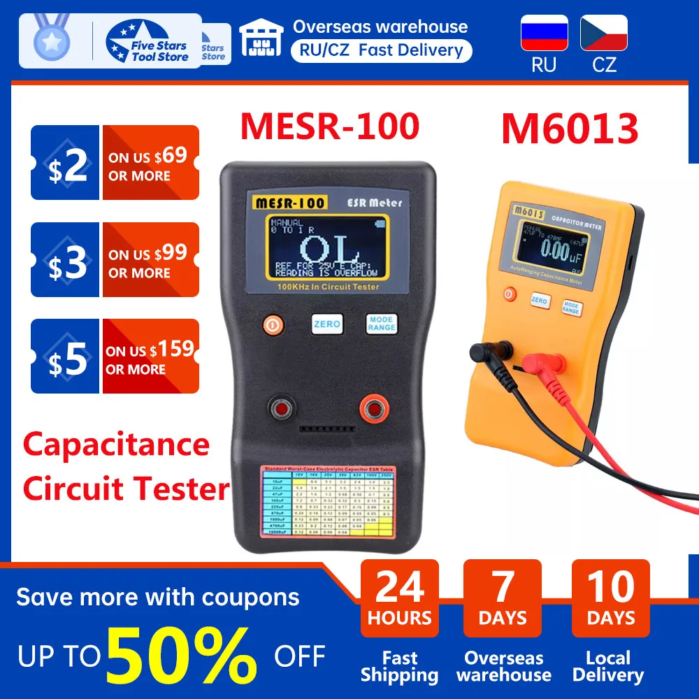 Mesr-100/m6013 Esr Capacitância Ohm Medidor De Medição Profissional ...