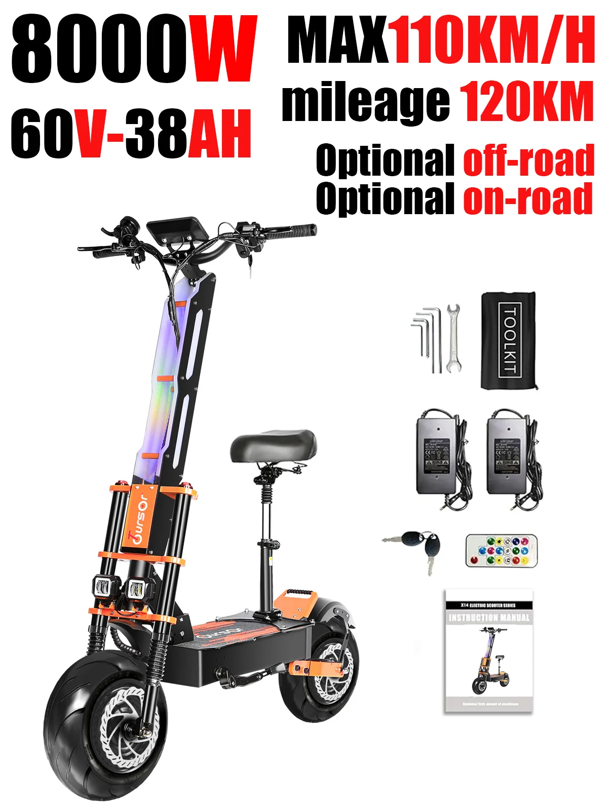 Summer-New-8000W-Dual-Motor-Adult-Off-road-Electric-Scooter-Foldable ...