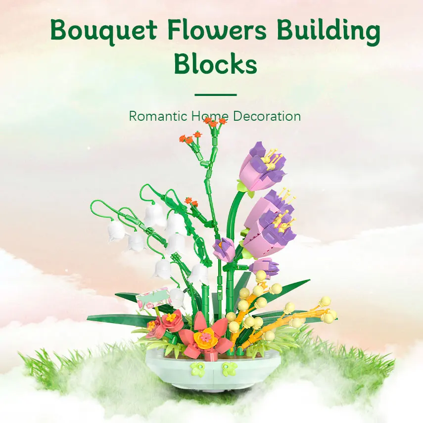 Orchid-Building-Blocks-Narcissus-Flowers-Bouquet-Bricks-Romantic-Kit ...