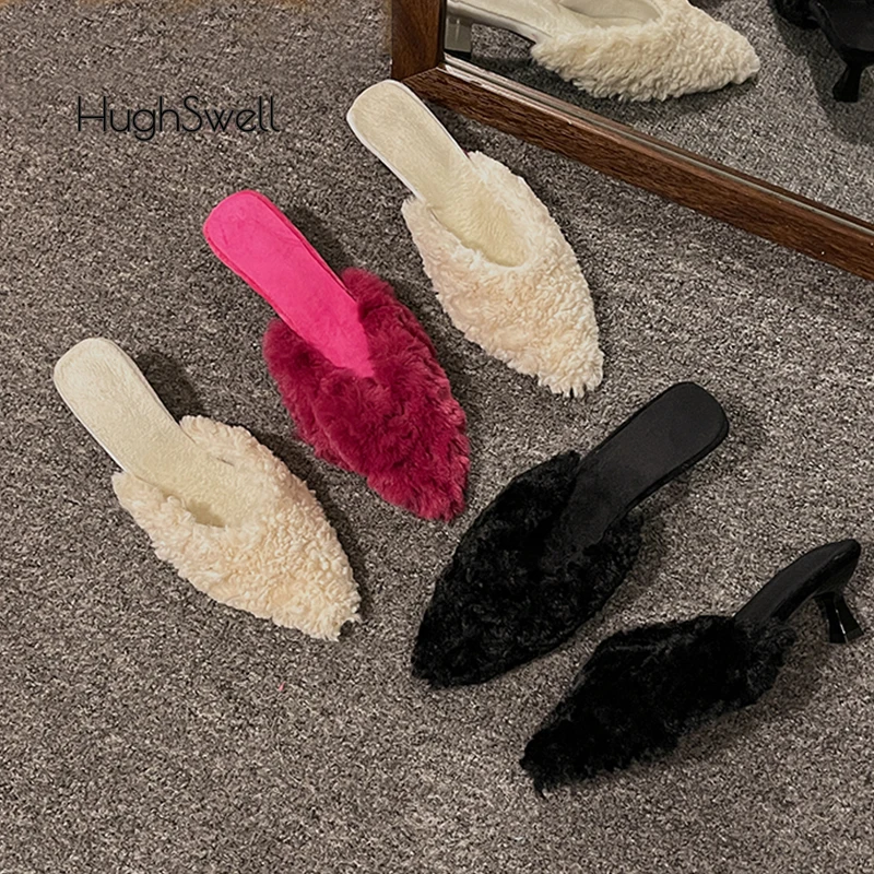 Luxury-Kitten-Heel-Furry-Mule-Slides-Women-Rose-Pink-Sexy-Slippers ...