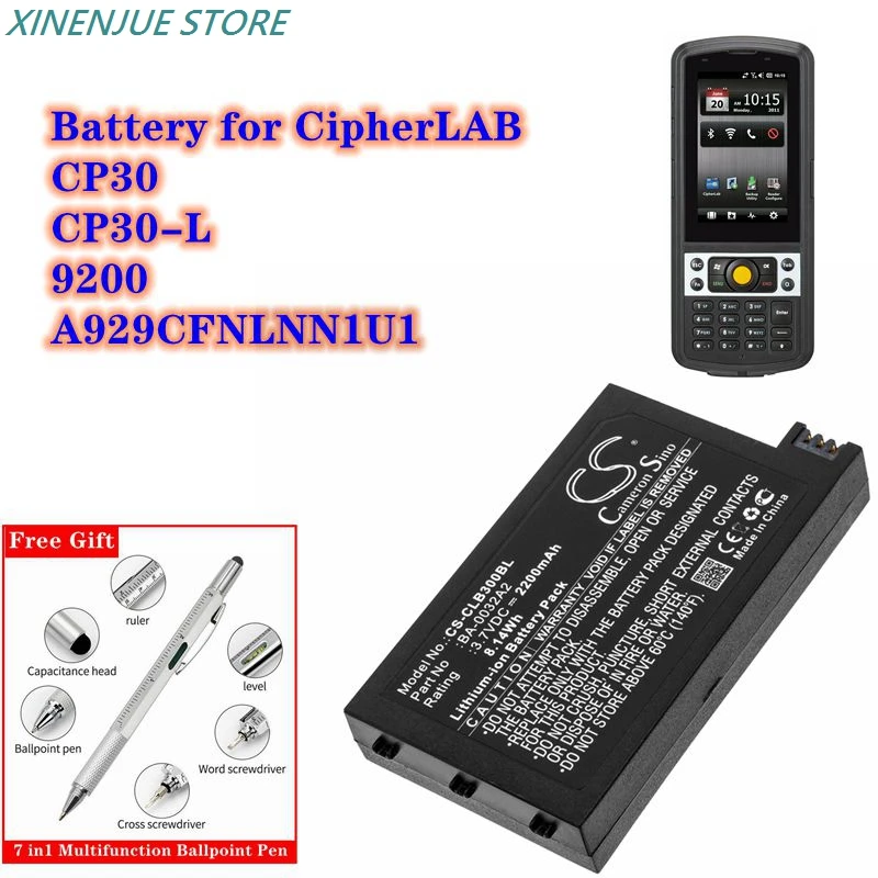 バーコードスキャナーバッテリー,3.7v/2200mah,cipherlab cp30,BA 0032A2,CP30 L,a929cfnln1u1用9200|デジタルバッテリー ...