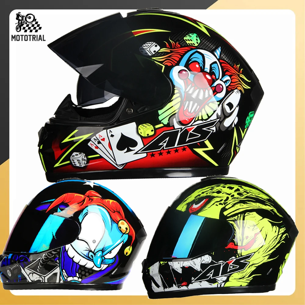 DOT Racing Motorcycle Helmets Double lens Double Visor Men full face ...