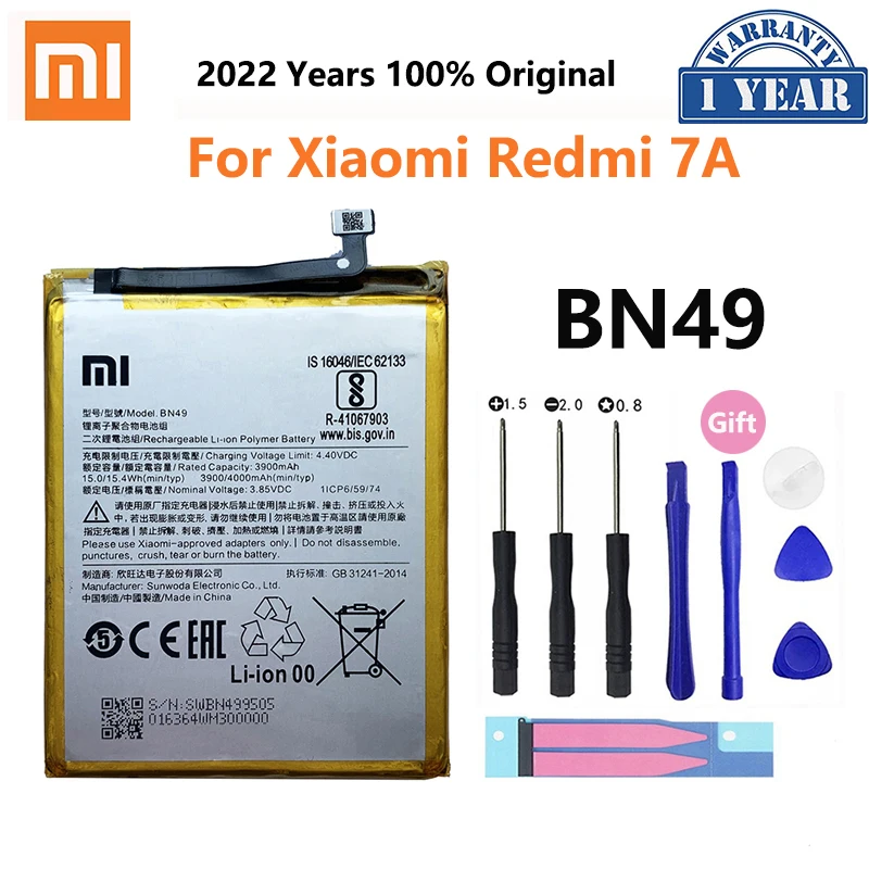 100% original xiao mi bn49 4000mah bateria para xiaomi redmi 7a redmi7a ...