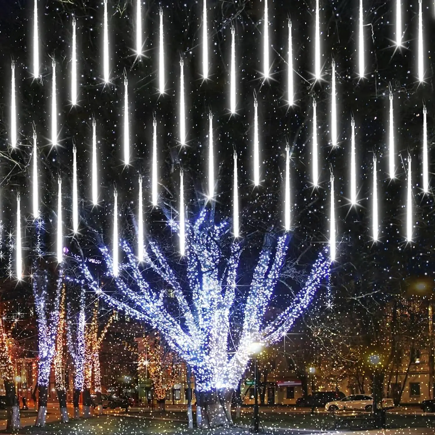 Luces-navide-as-de-lluvia-de-meteoritos-luces-de-car-mbano-LED-en ...