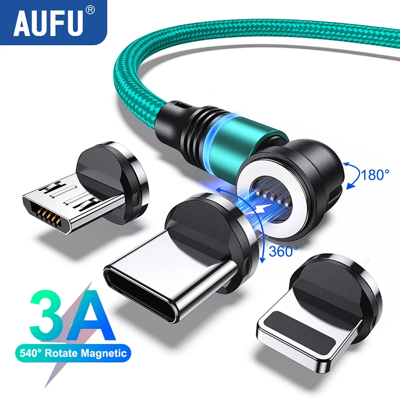 Aufu 540 Rotate Magnetic Cable 3a Fast Charging Type C Cable For Xiaomi ...