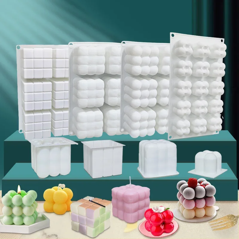 High-Quality-Silicone-Candle-Mould-3D-Cube-Baking-Mousse-Cake-Mold-DIY ...
