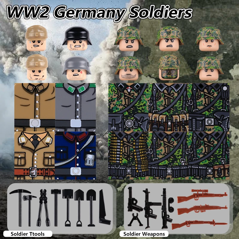 WW2 German Army Camouflage Soldiers Building Blocks Military Engineer ...
