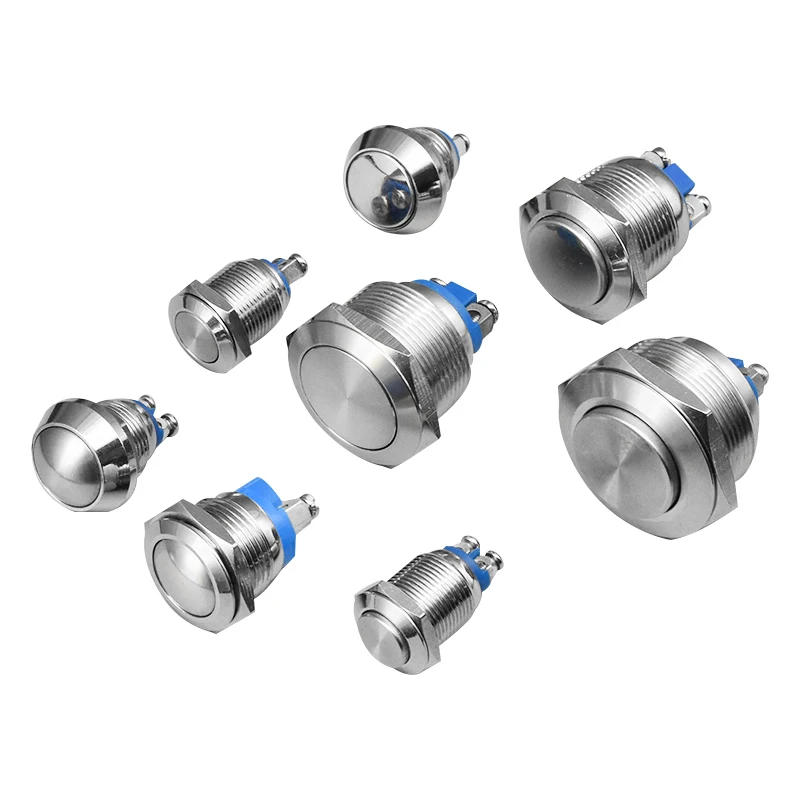 12mm 16mm 19mm 22mm Panel Hole Metal Push Button Switch Power Flat/high ...