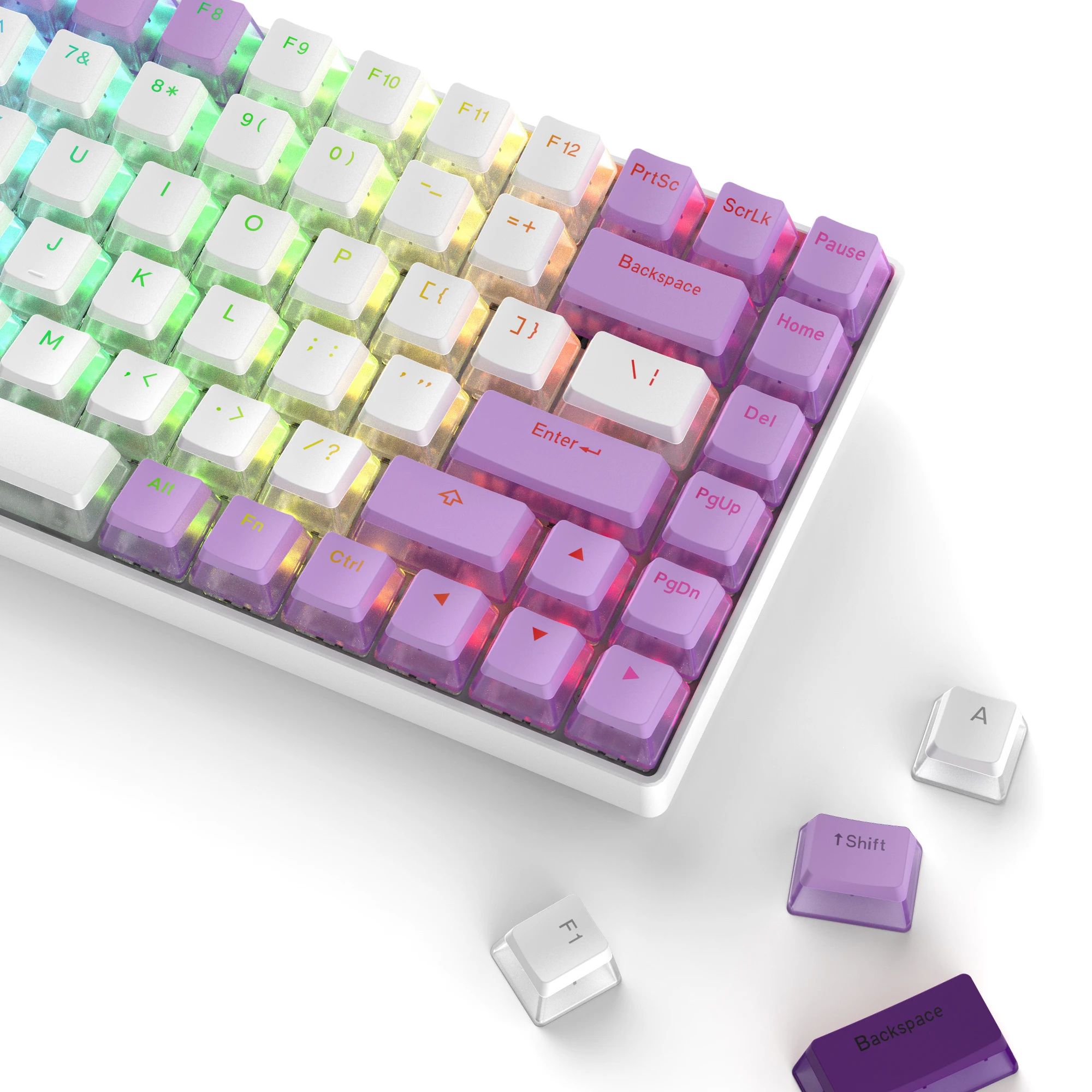 165-Key-Pudding-PBT-Keycaps-Full-Set-Purple-OEM-Profile-Double-Shot ...