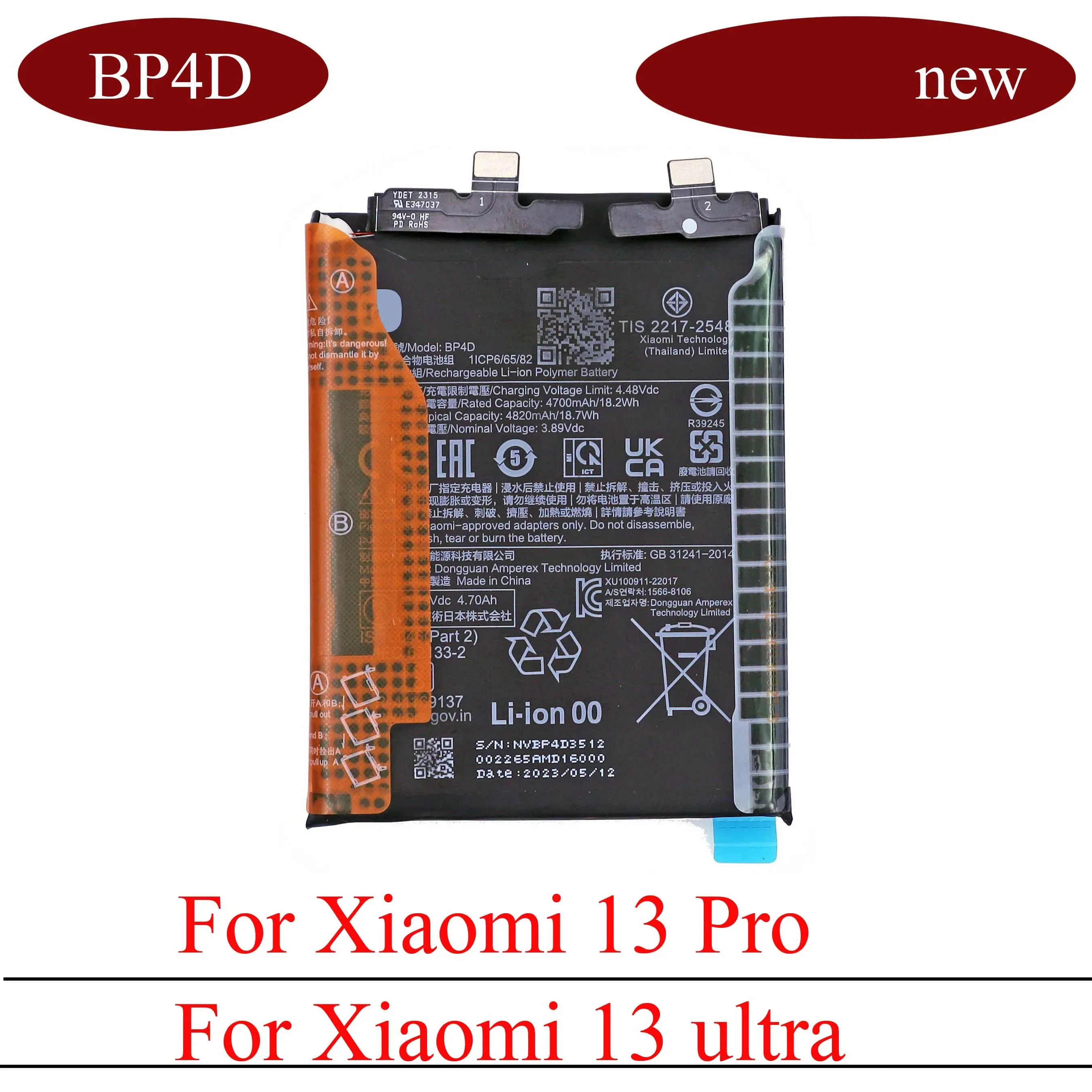 BP4D-Battery-for-Xiaomi-13-Pro-BP-4D-Replacement-Battery-Support-Fast ...